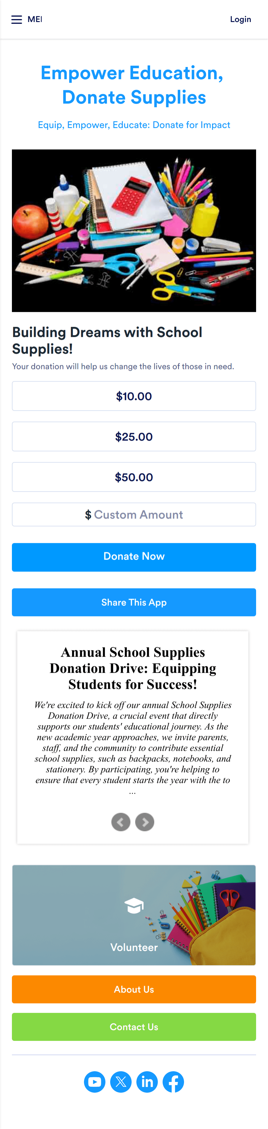 School Supplies Donation App Template | Jotform