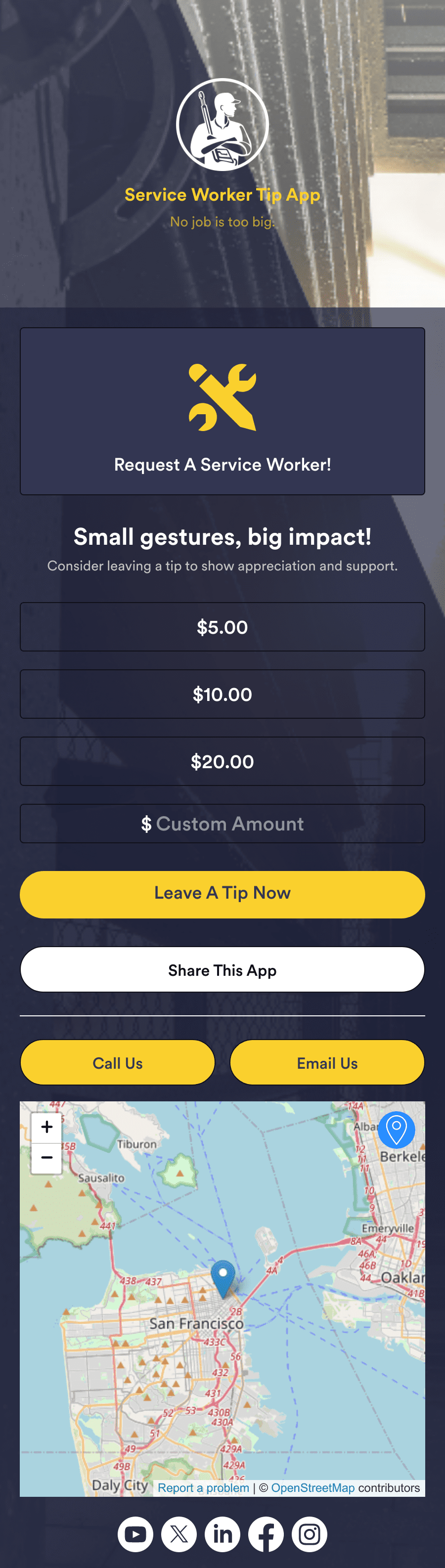 Service Worker Tip App Template | Jotform