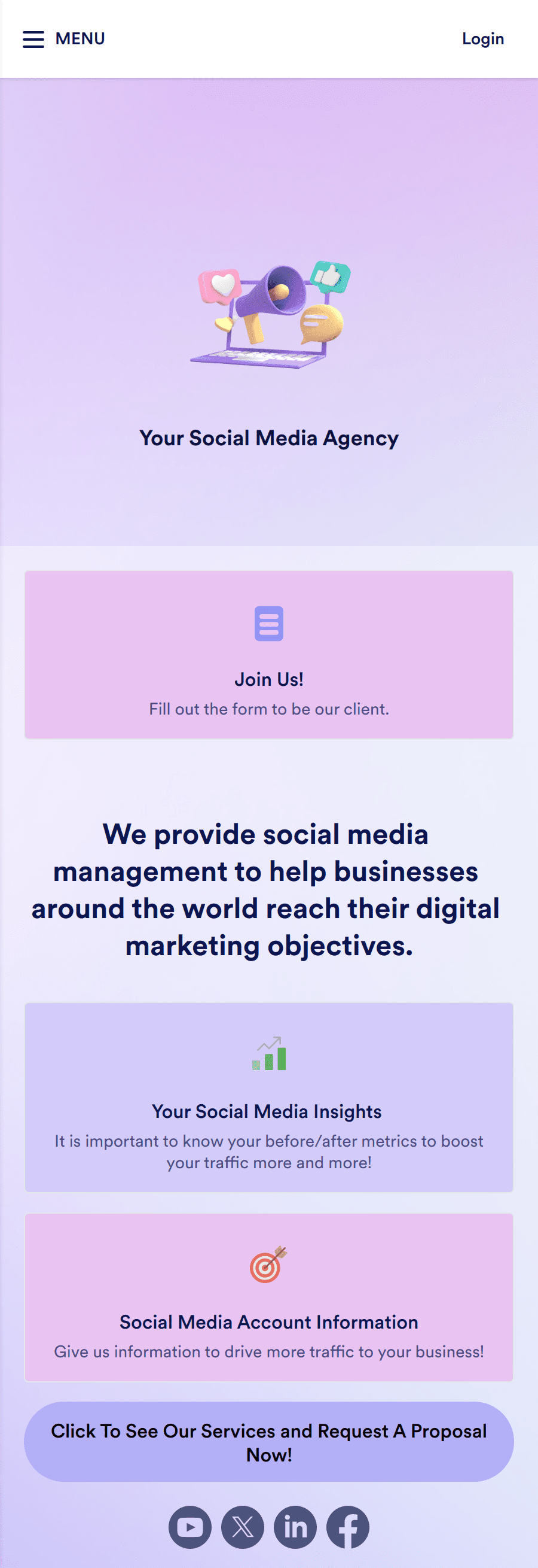 Social Media Marketing App Template | Jotform