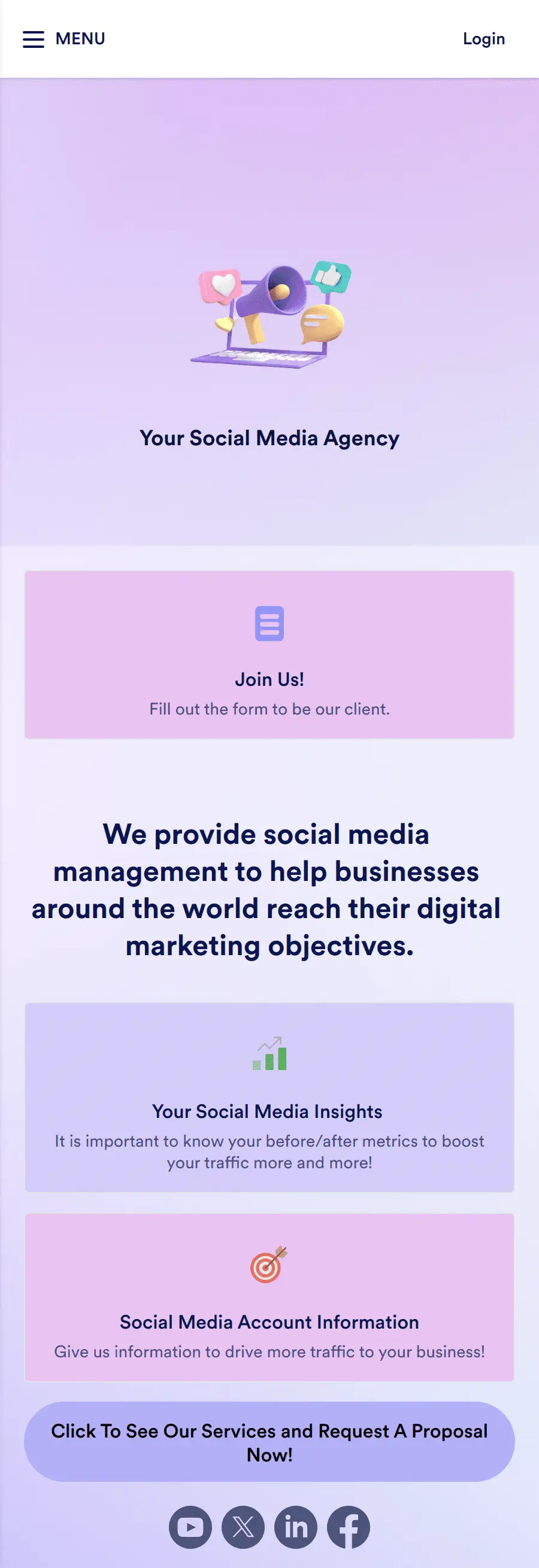 Social Media Marketing App Template | Jotform