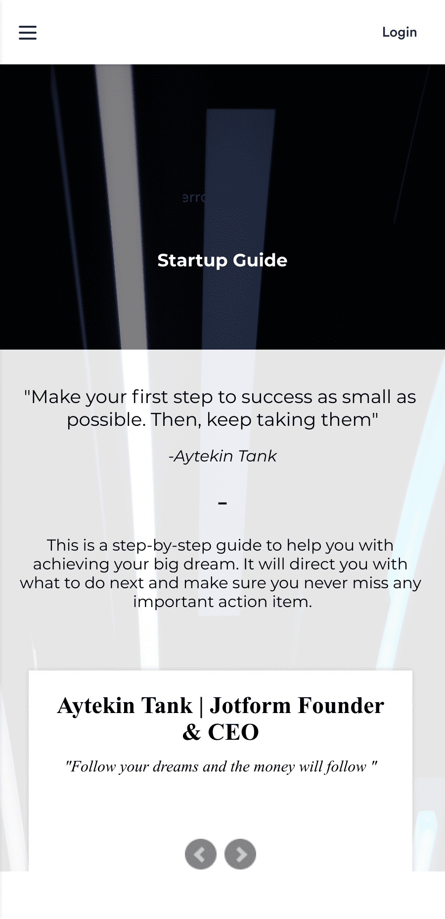 Startup Guide App Template | Jotform