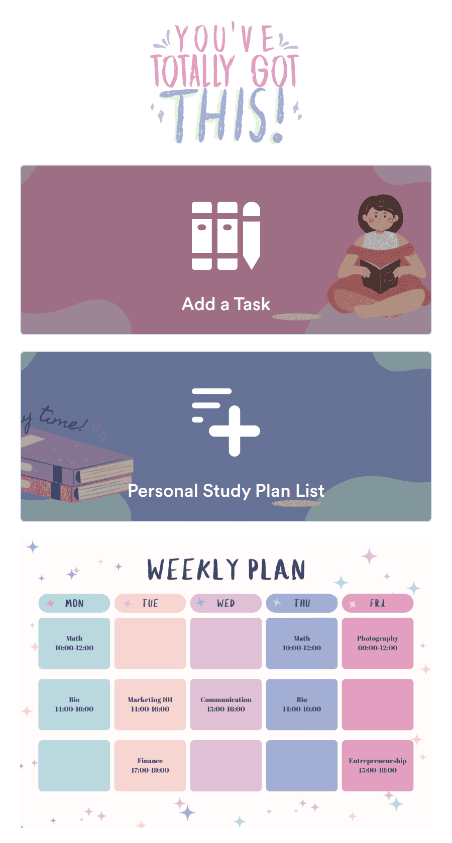 Study Planning App Template | Jotform