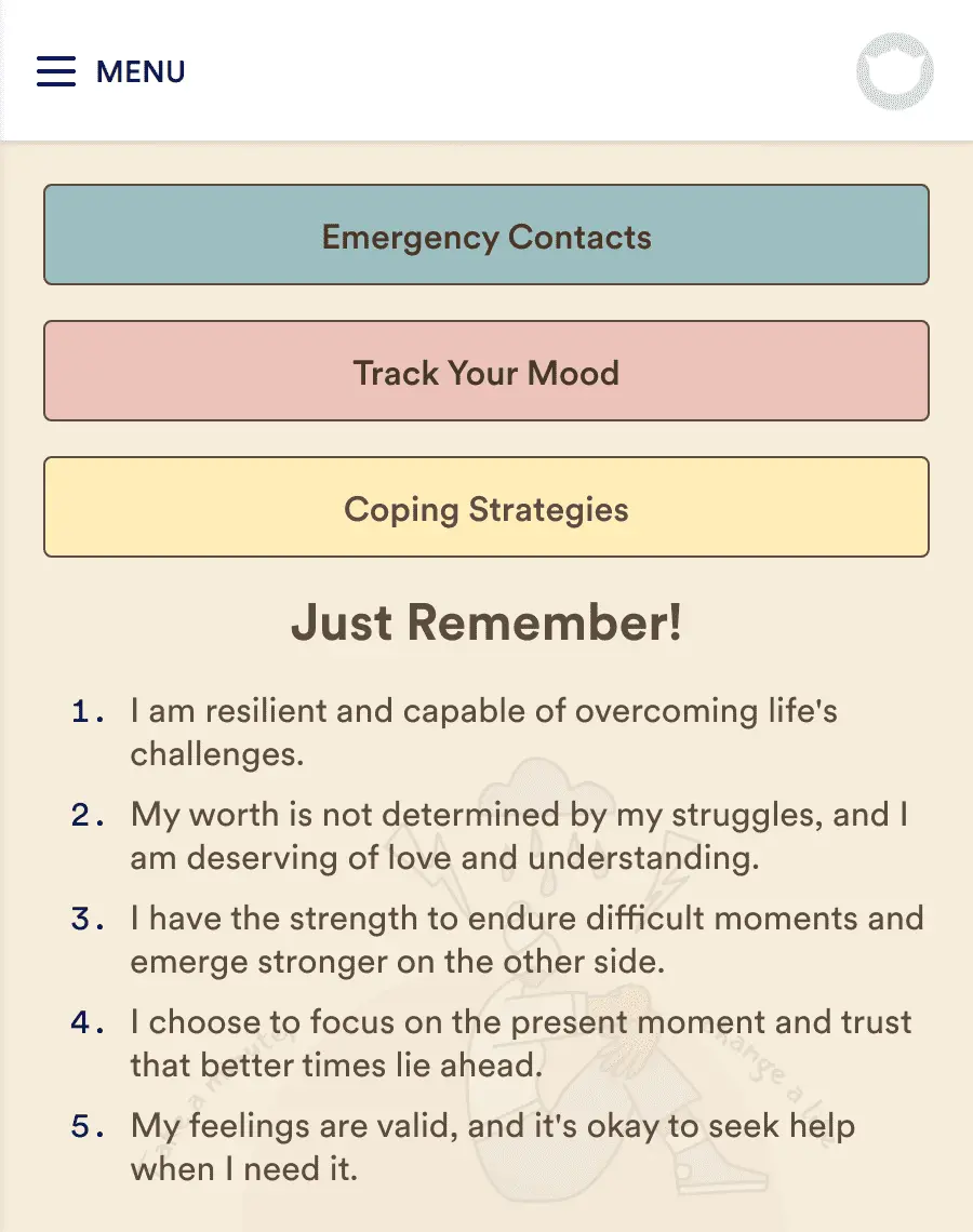 Suicide Safety Plan App Template | Jotform