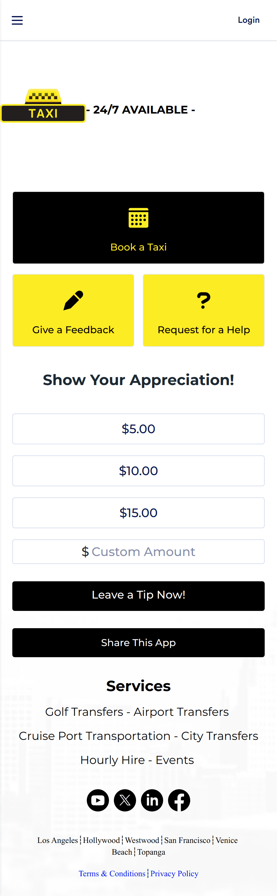 Taxi Tip App Template | Jotform