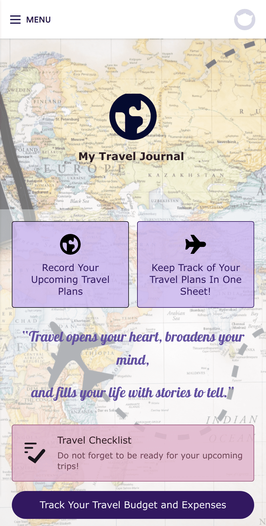 Travel Journal App Template | Jotform