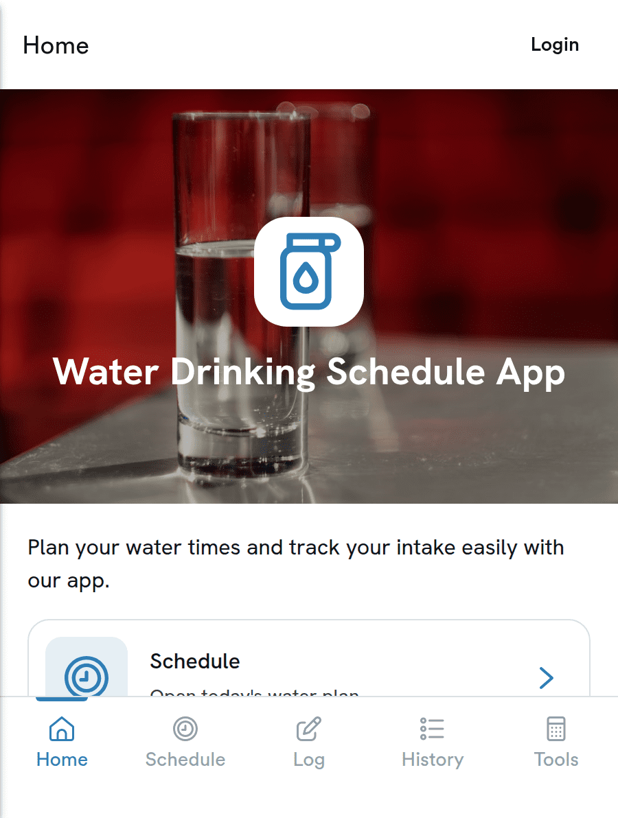 Water Drinking Schedule App Template | Jotform