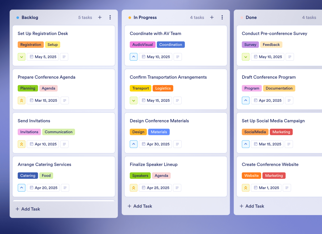Conference Agenda Board Template | Jotform