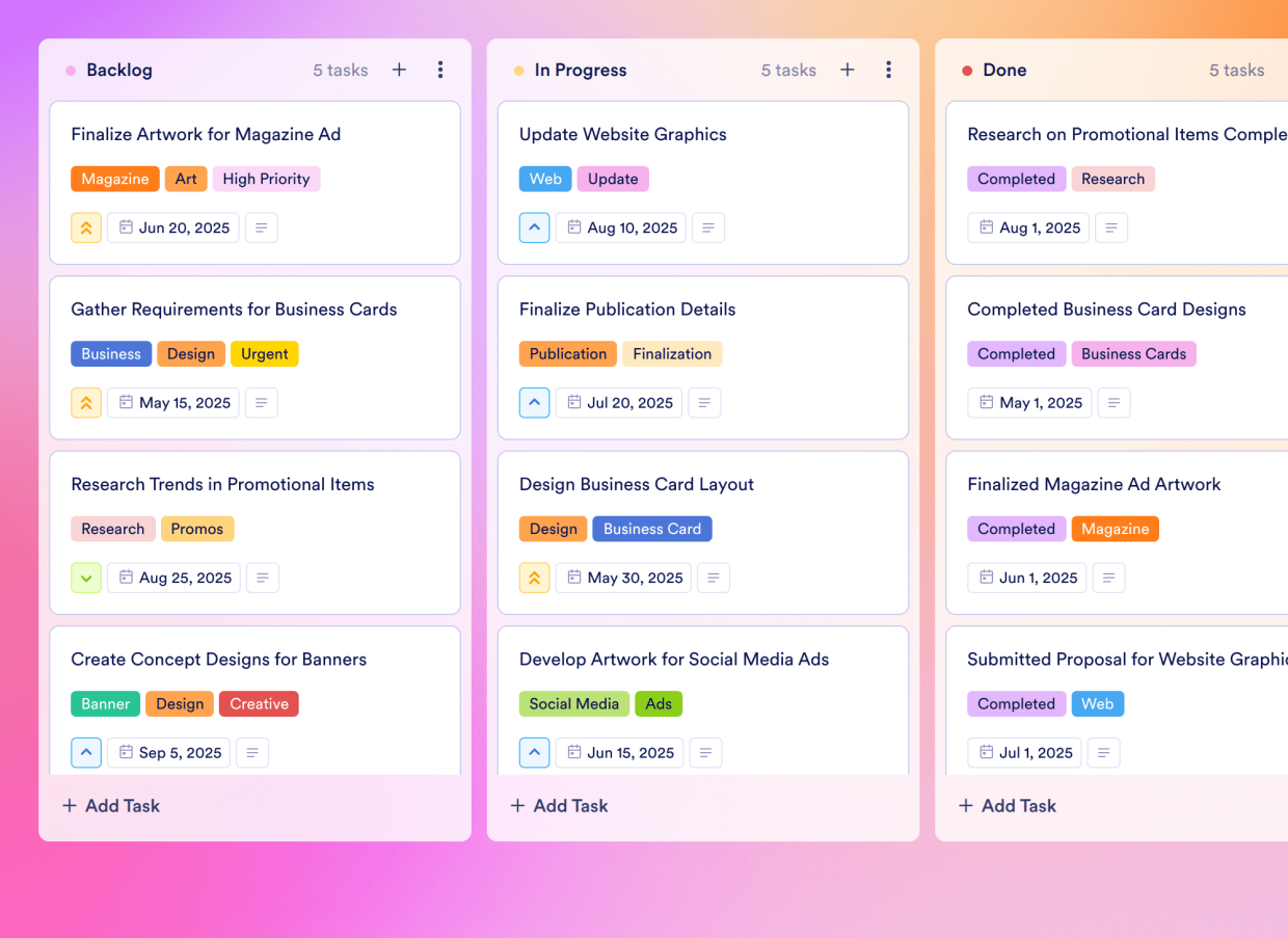 Creative Production Board Template | Jotform
