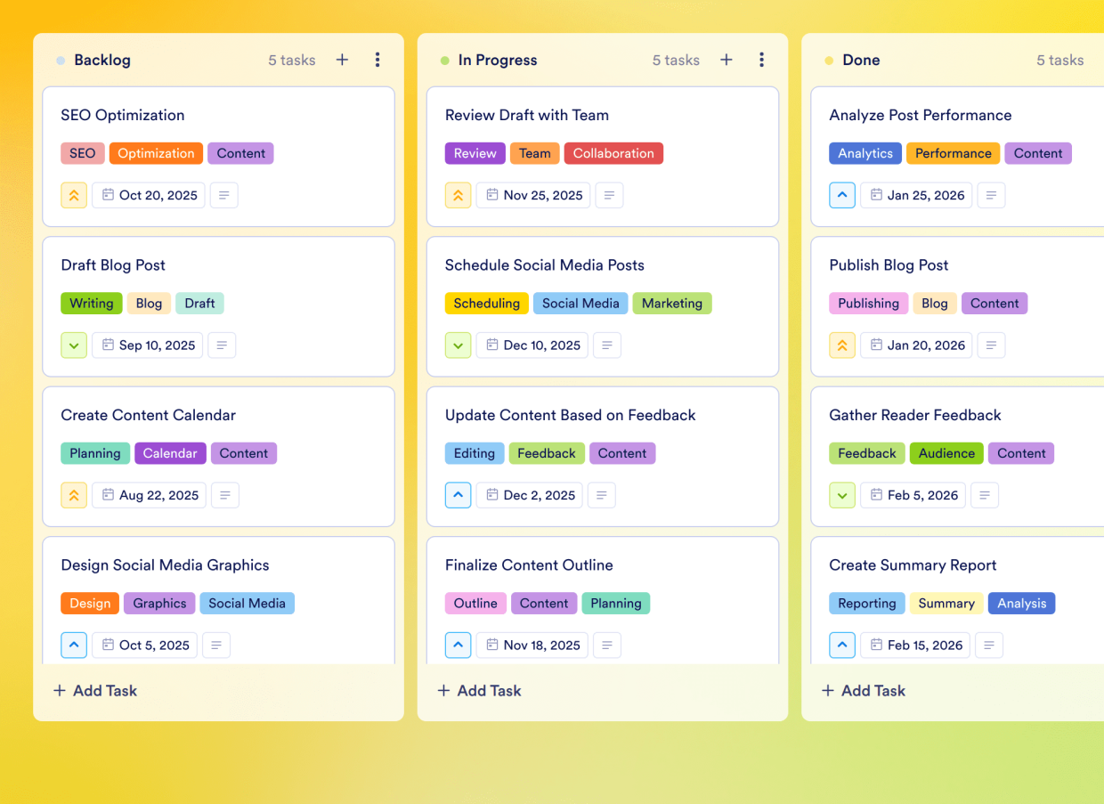 Digital Content Calendar Board Template | Jotform