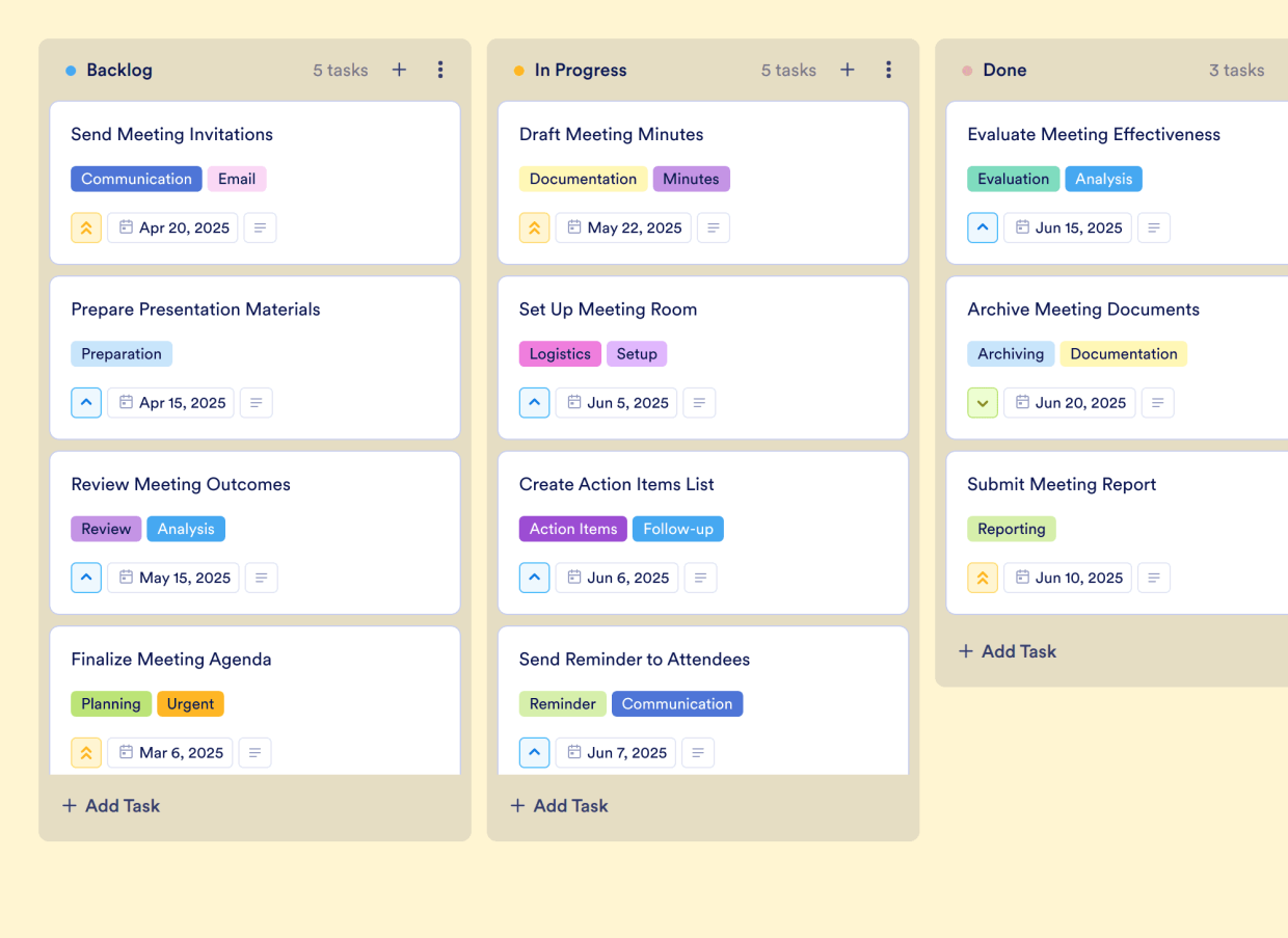 Leadership Meeting Board Template | Jotform