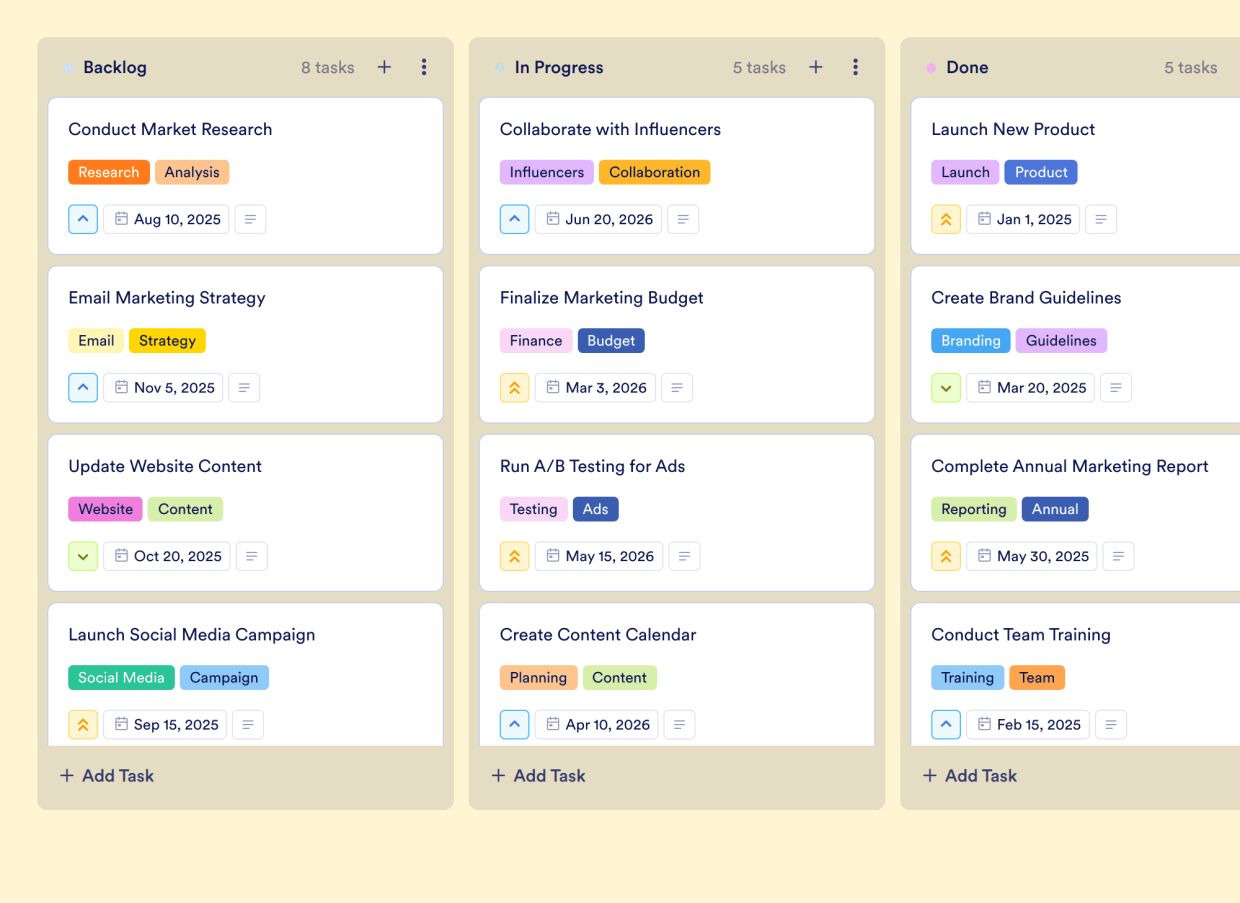 Marketing Launch Plan Board Template | Jotform