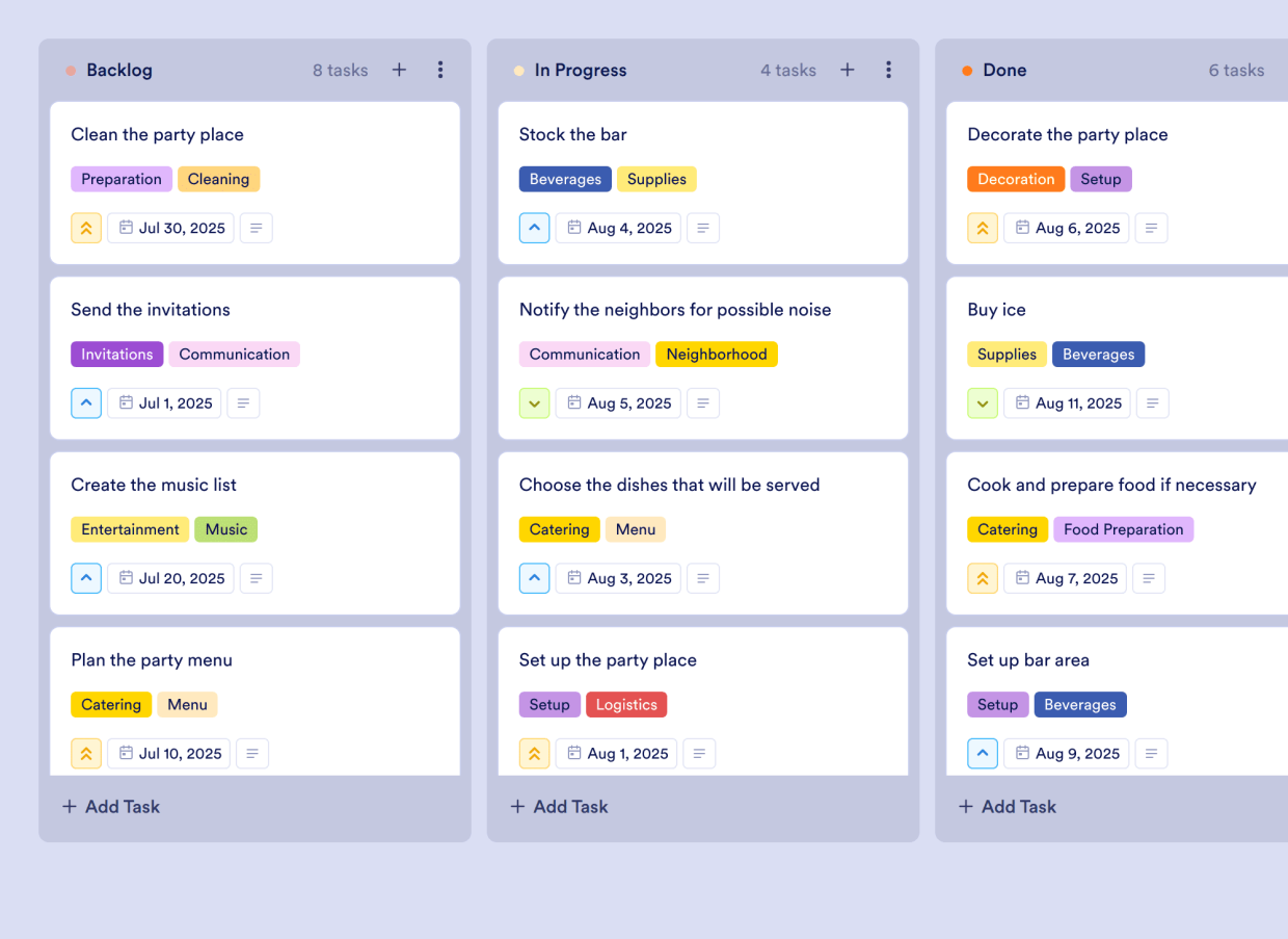 Office Party Planning Board Template | Jotform
