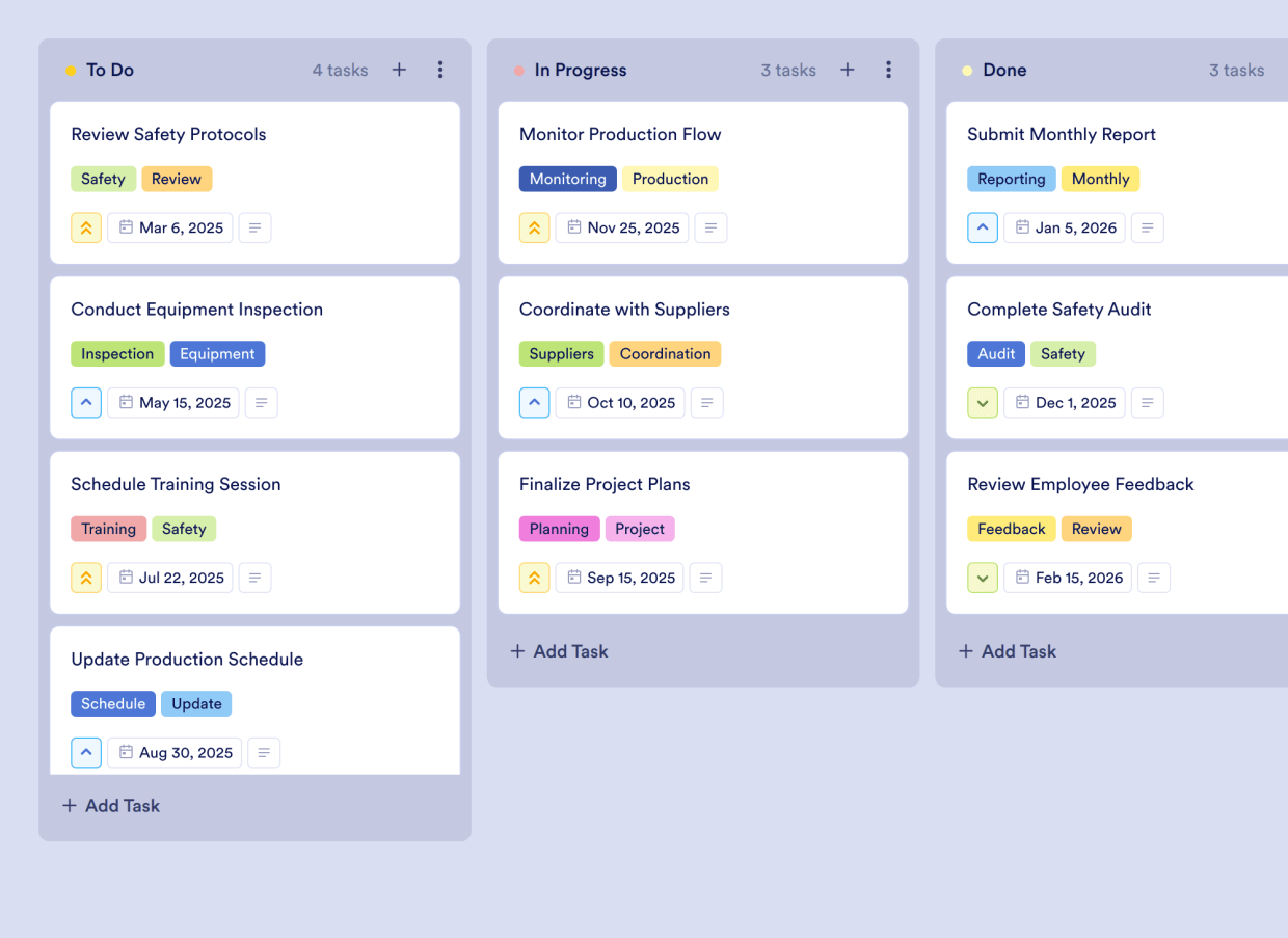 Production Scheduling Board Template | Jotform