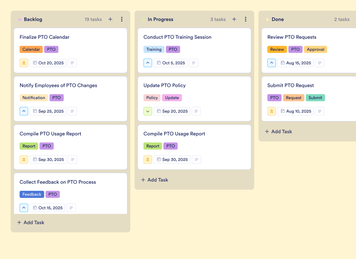 Pto Tracking Board Template | Jotform
