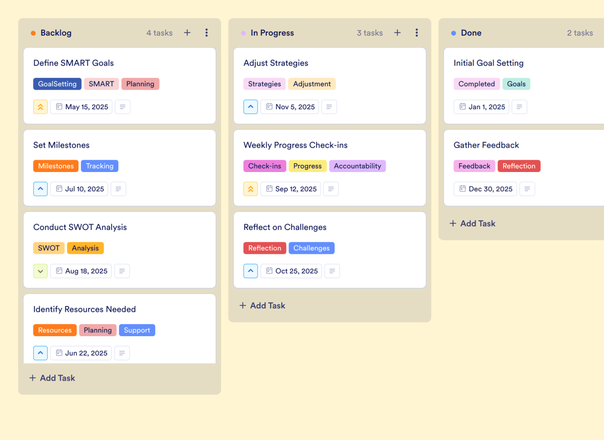Star Goals Template | Jotform