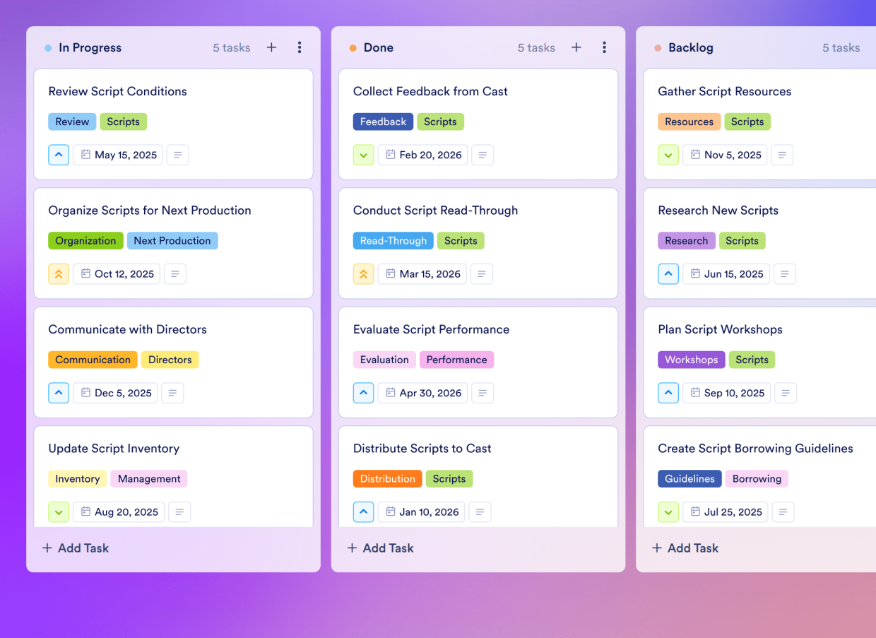Theatre Production Schedule Template | Jotform
