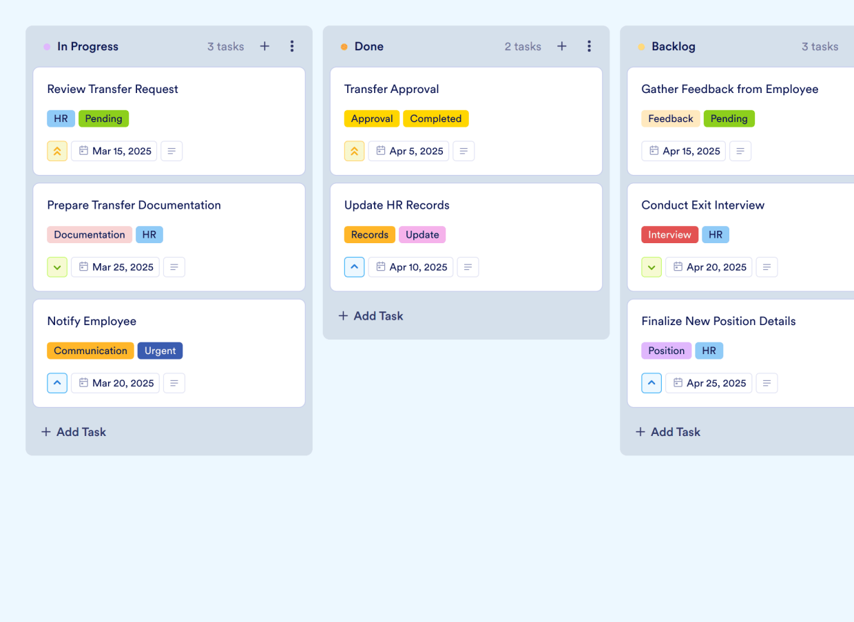 Transition Plan Board Template | Jotform