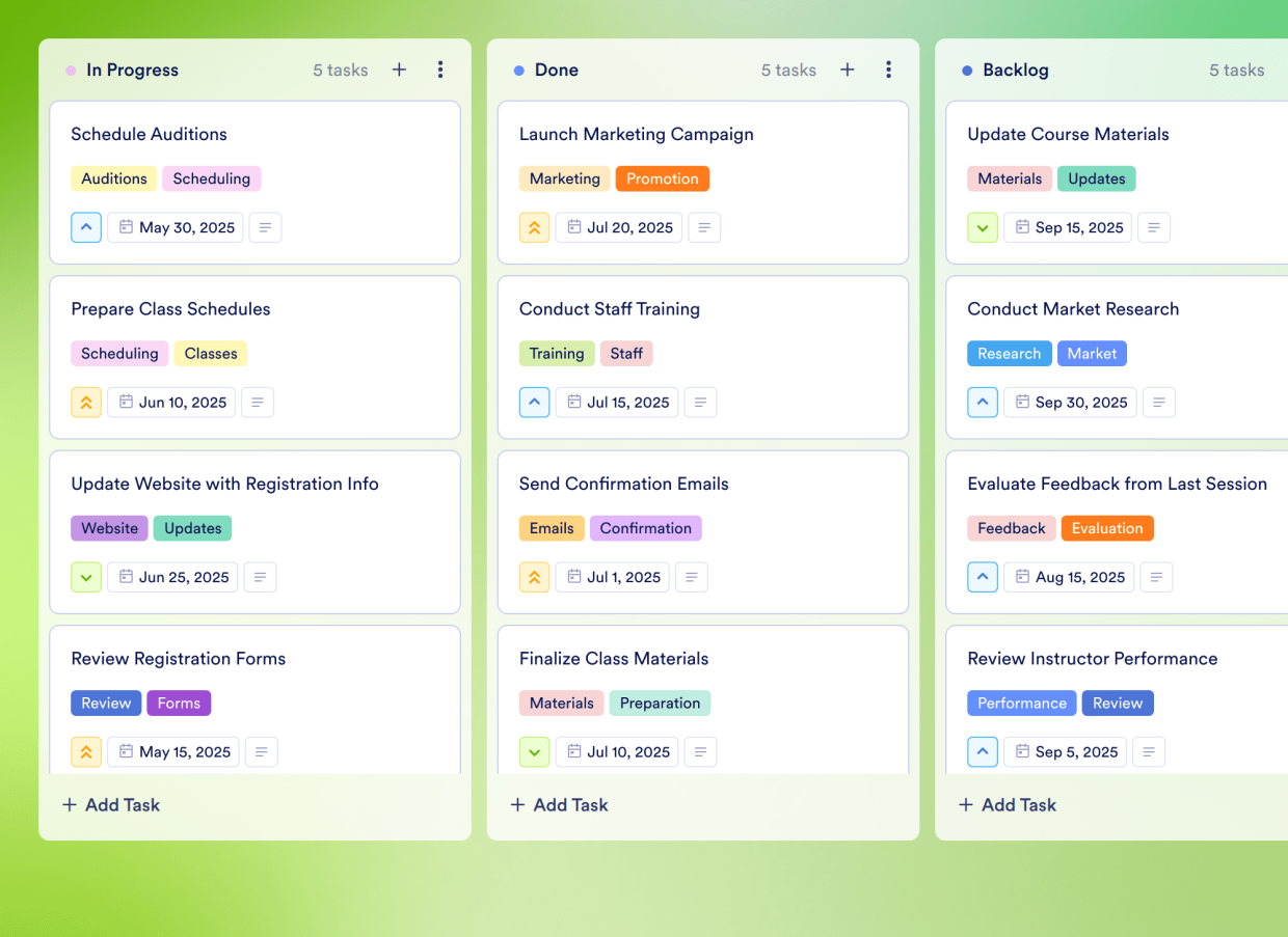 Weekly Music Lesson Board Template | Jotform
