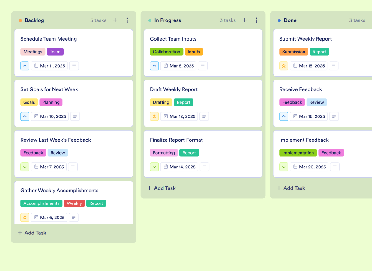 Weekly Timeline Board Template | Jotform