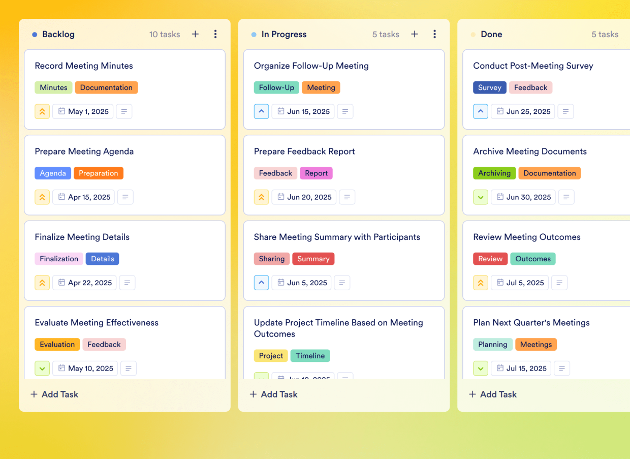 Work Meeting Notes Board Template | Jotform