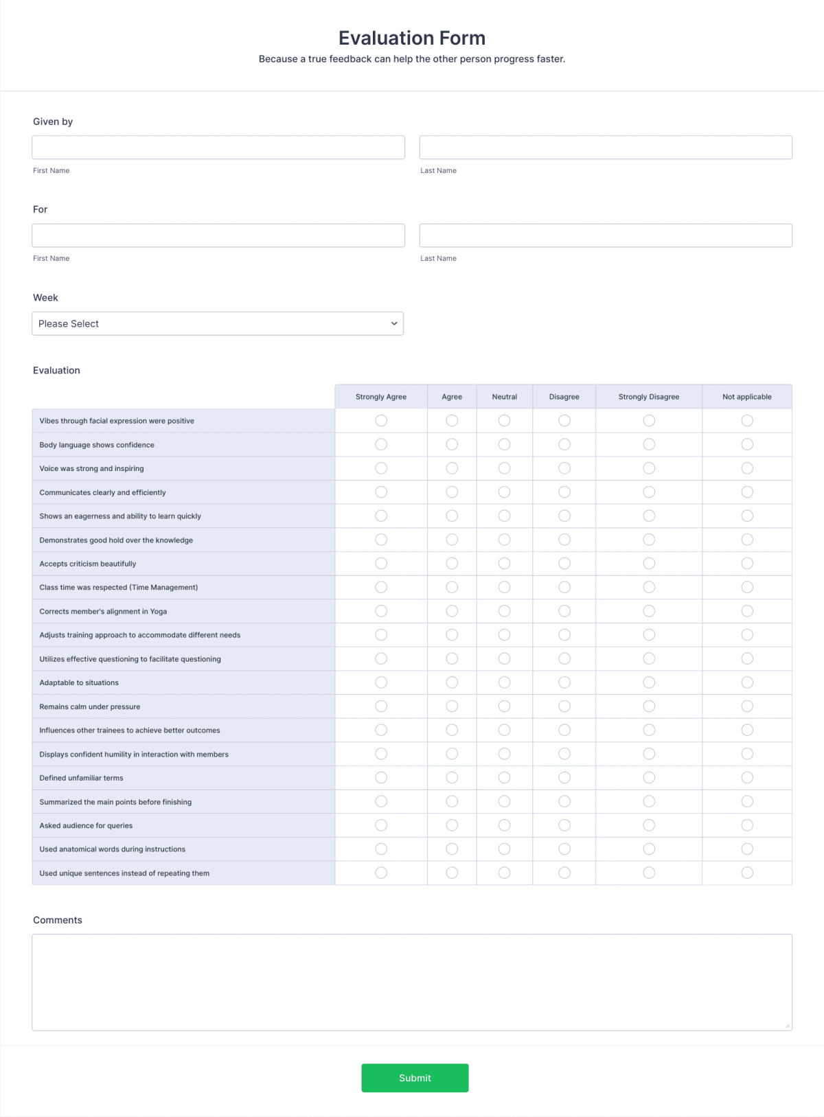 200-Hours Online Yoga TTP - 1st Month's Assessment Form Template | Jotform