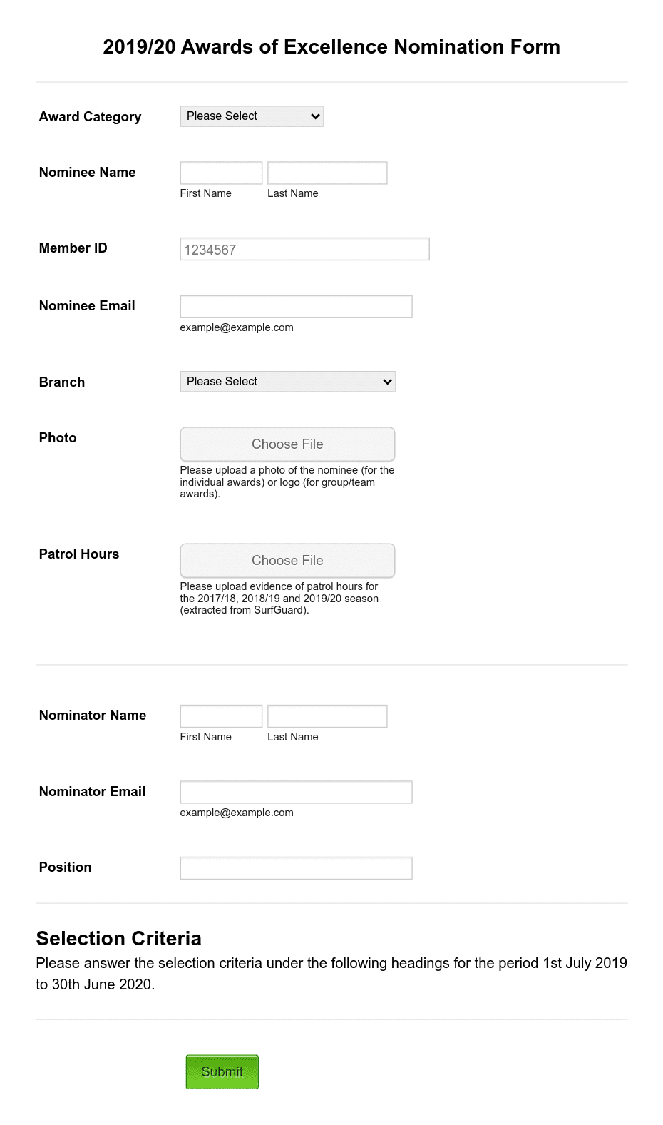 2019/20 SLSNSW Awards of Excellence Form Template | Jotform