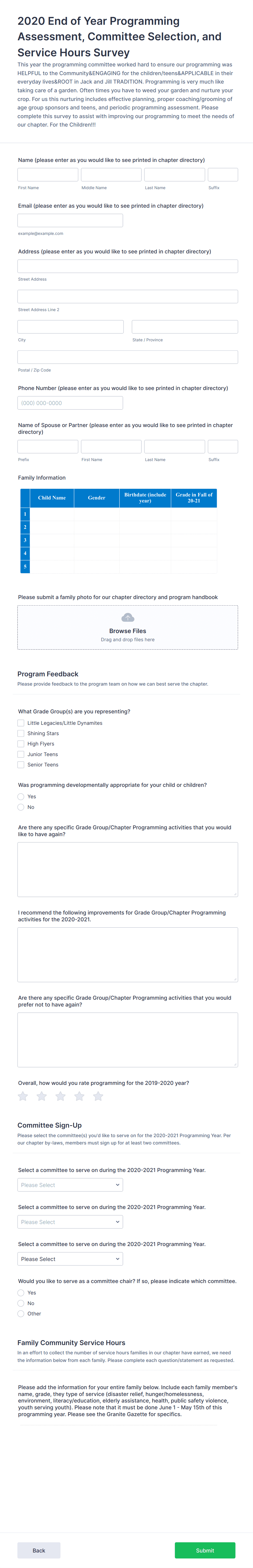 2020 End of Year Program Feedback Form Template | Jotform