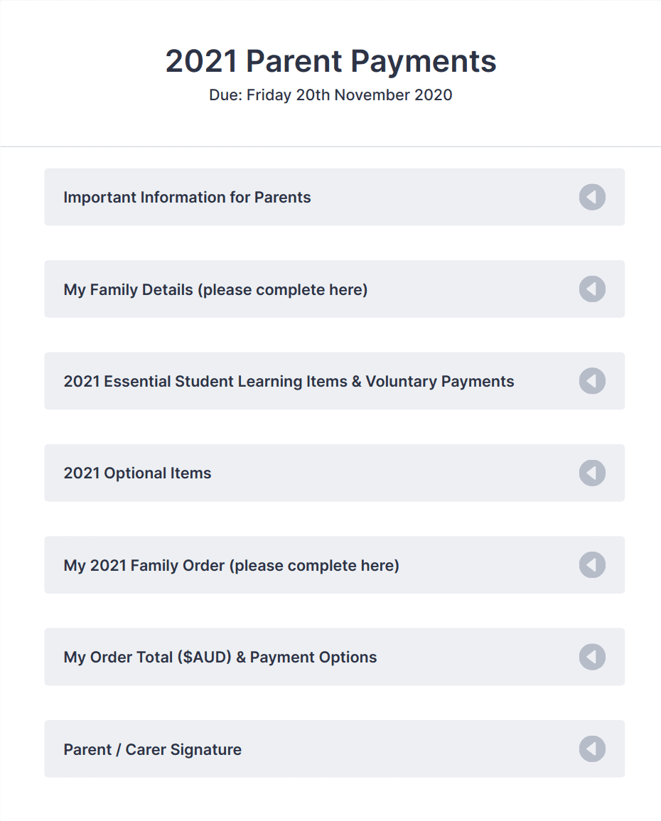 2021 Parent Payments Form Template | Jotform