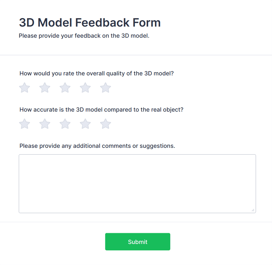 3D Model Feedback Form Template | Jotform