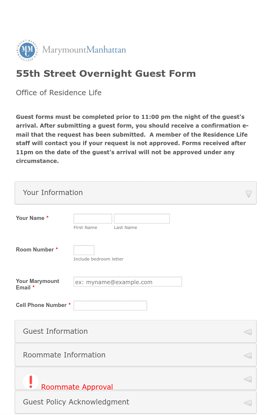 Overnight Guest Form Template | Jotform