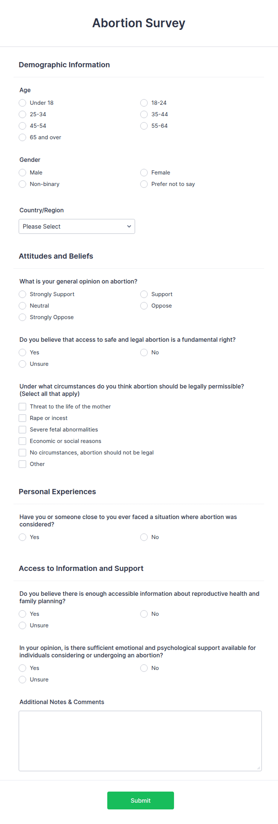Abortion Survey Form Template | Jotform