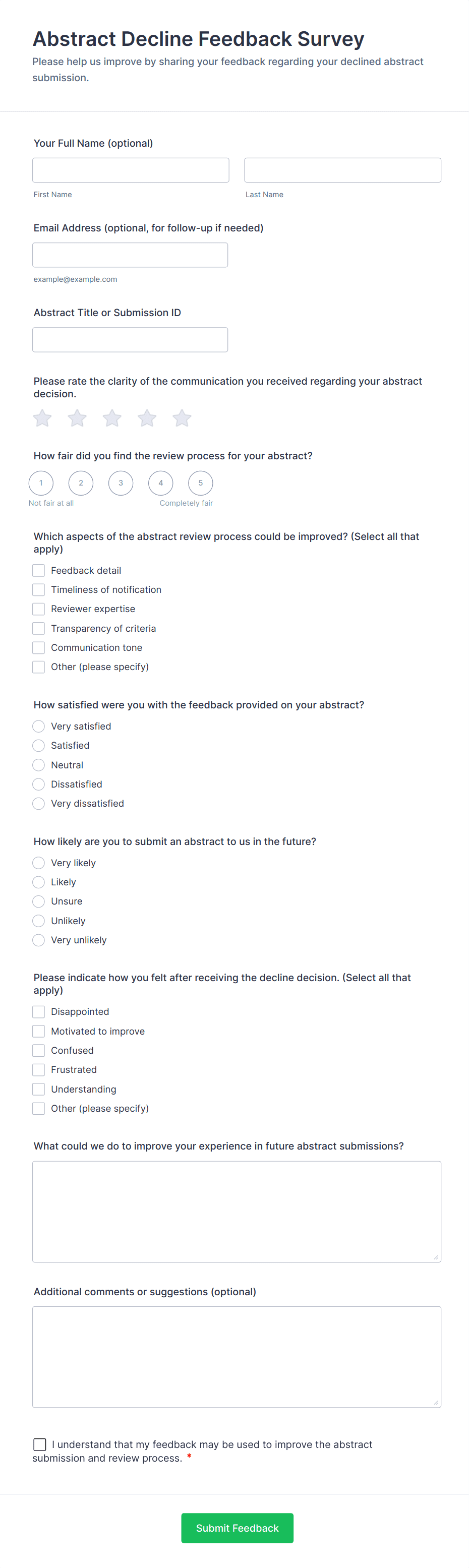 Abstract Decline Feedback Survey Form Template | Jotform