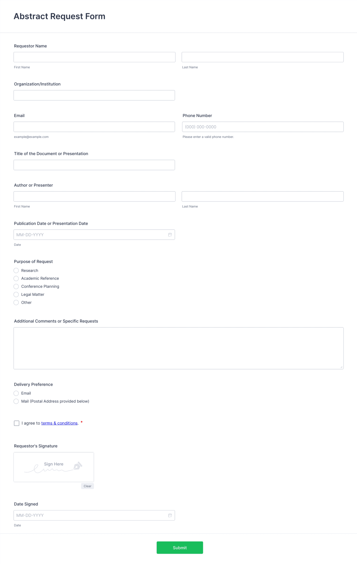 Abstract Request Form Template | Jotform