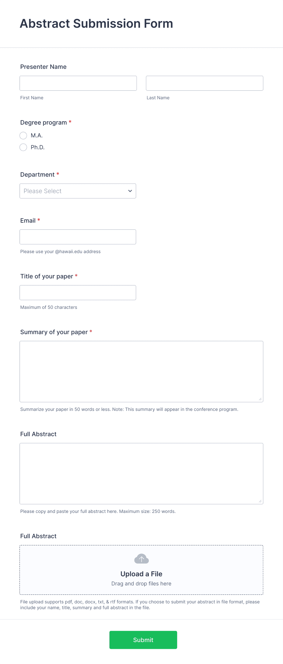 Abstract Submission Form Template | Jotform