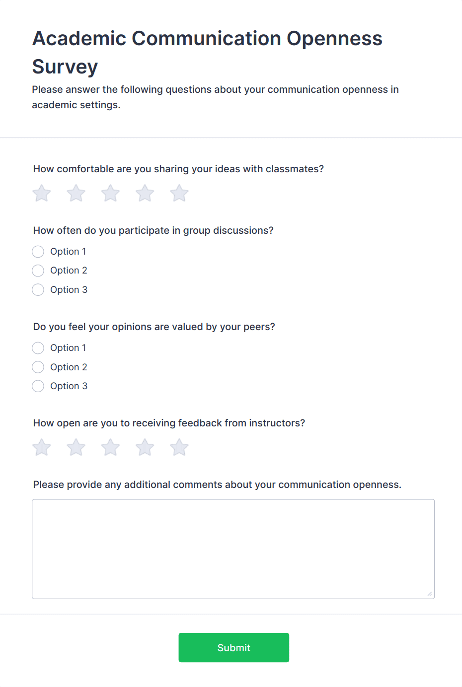 Academic Communication Openness Survey Form Template | Jotform