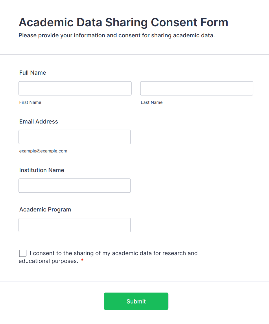 Academic Data Sharing Consent Form Template | Jotform