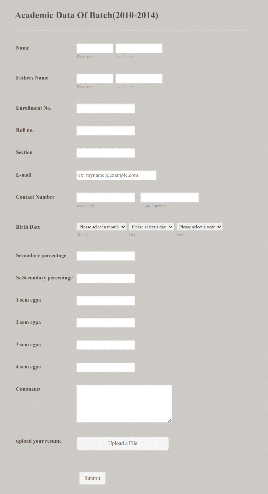 Academic Data Form Template | Jotform