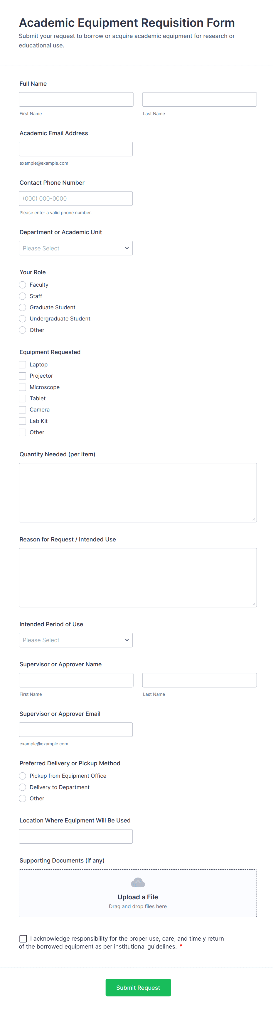 Academic Equipment Requisition Form Template | Jotform