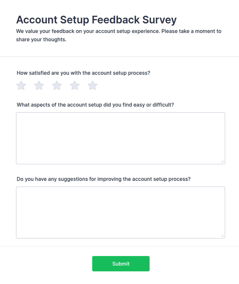 Account Setup Feedback Survey Form Template | Jotform