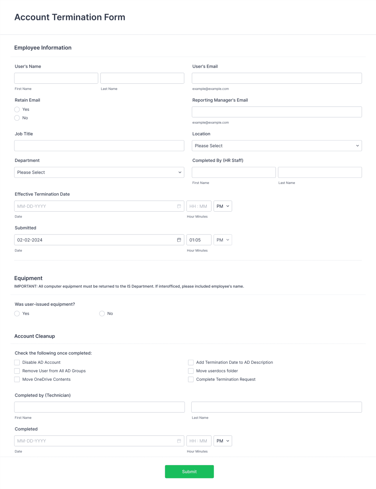 Account Termination Form Template | Jotform
