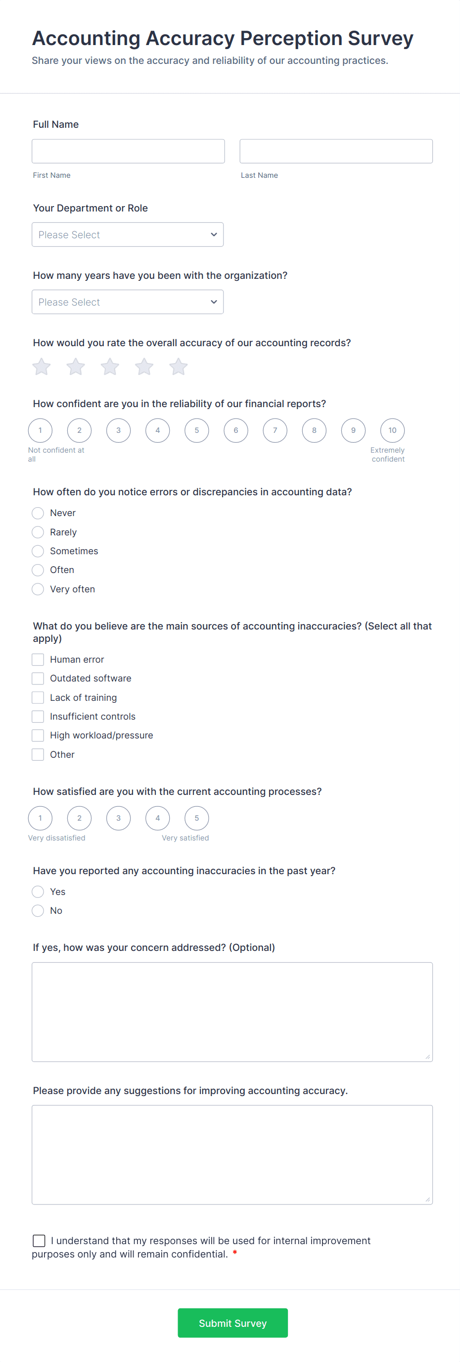 Accounting Accuracy Perception Survey Form Template | Jotform