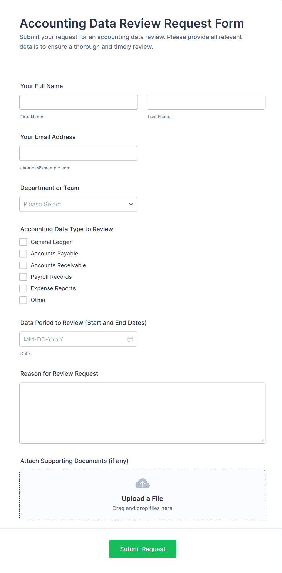 Accounting Data Review Request Form Template | Jotform