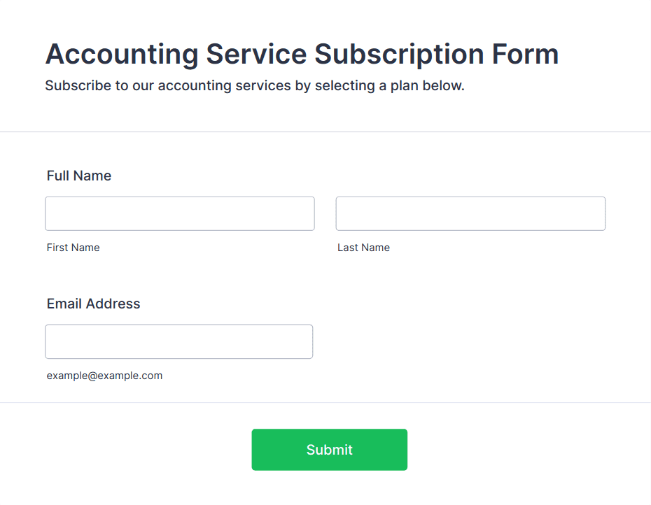 Accounting Service Subscription Form Template | Jotform