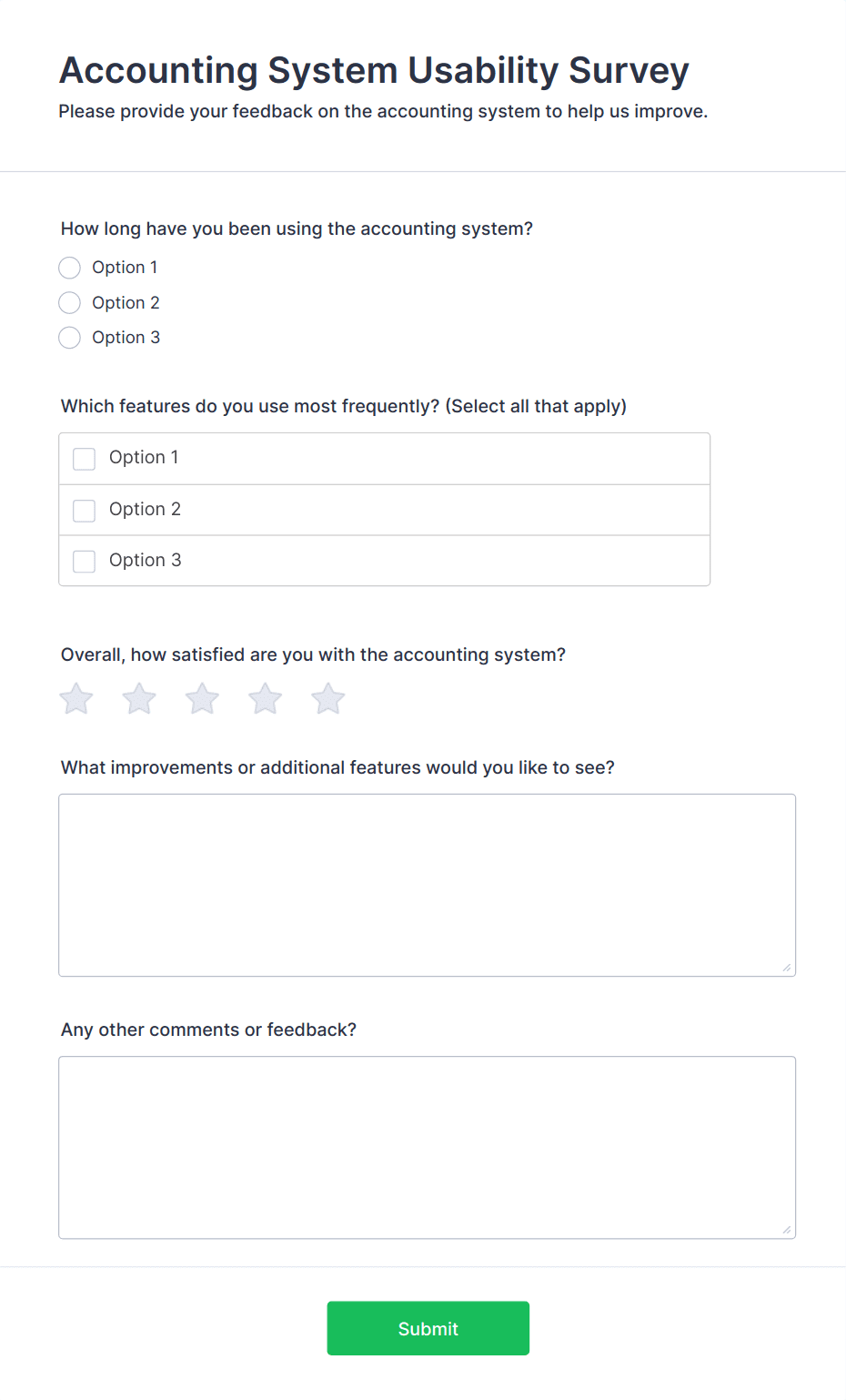 Accounting System Usability Survey Form Template | Jotform