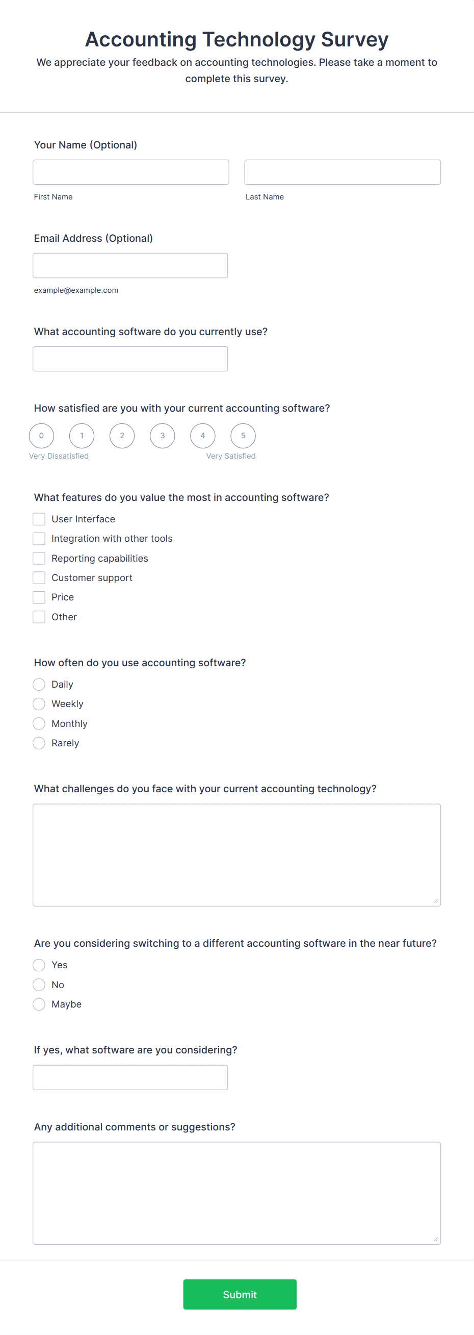 Accounting Technology Survey Form Template | Jotform