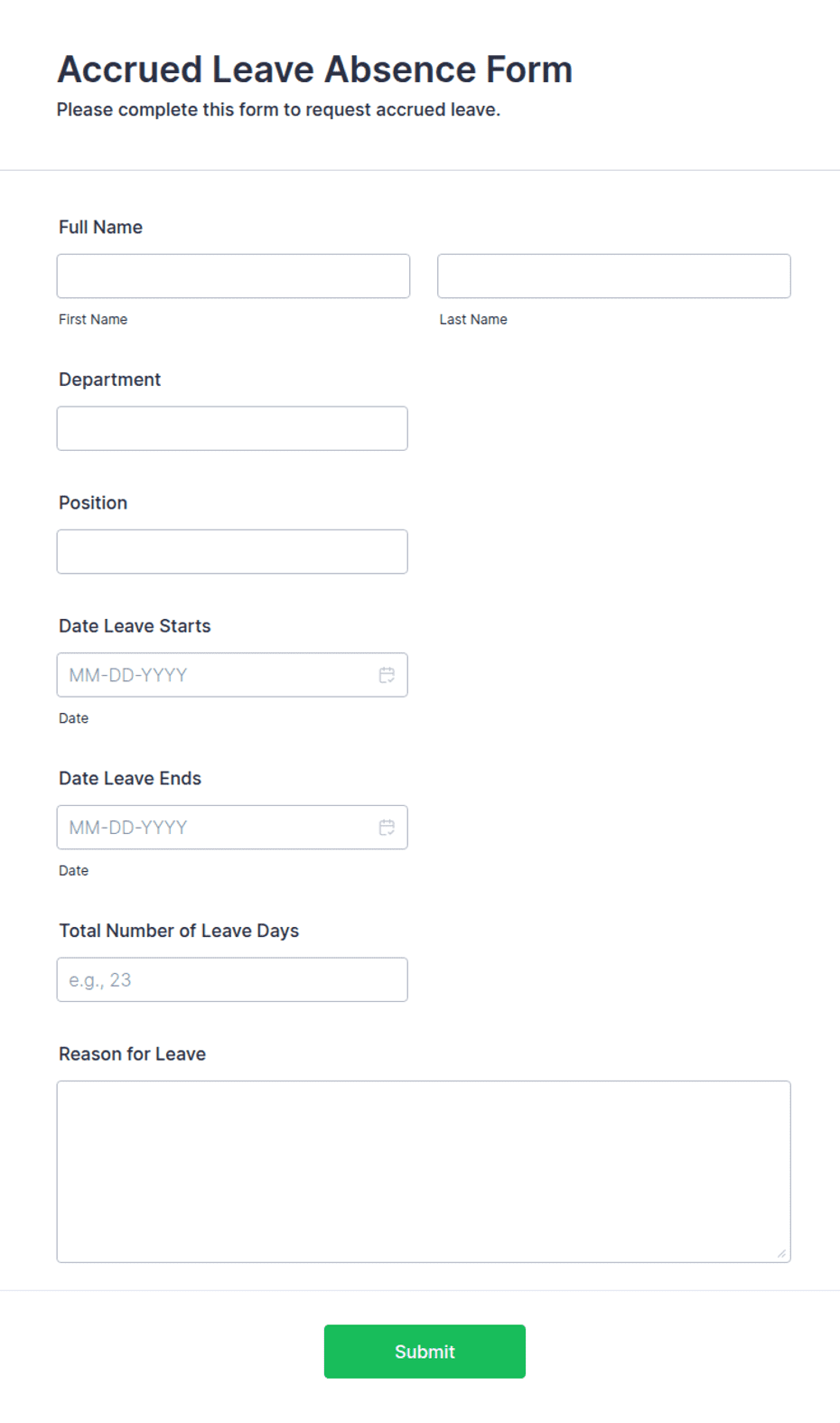 Accrued Leave Absence Form Template | Jotform