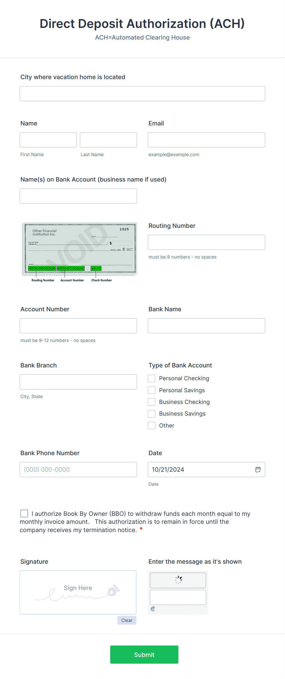 ACH Authorization Form Template | Jotform