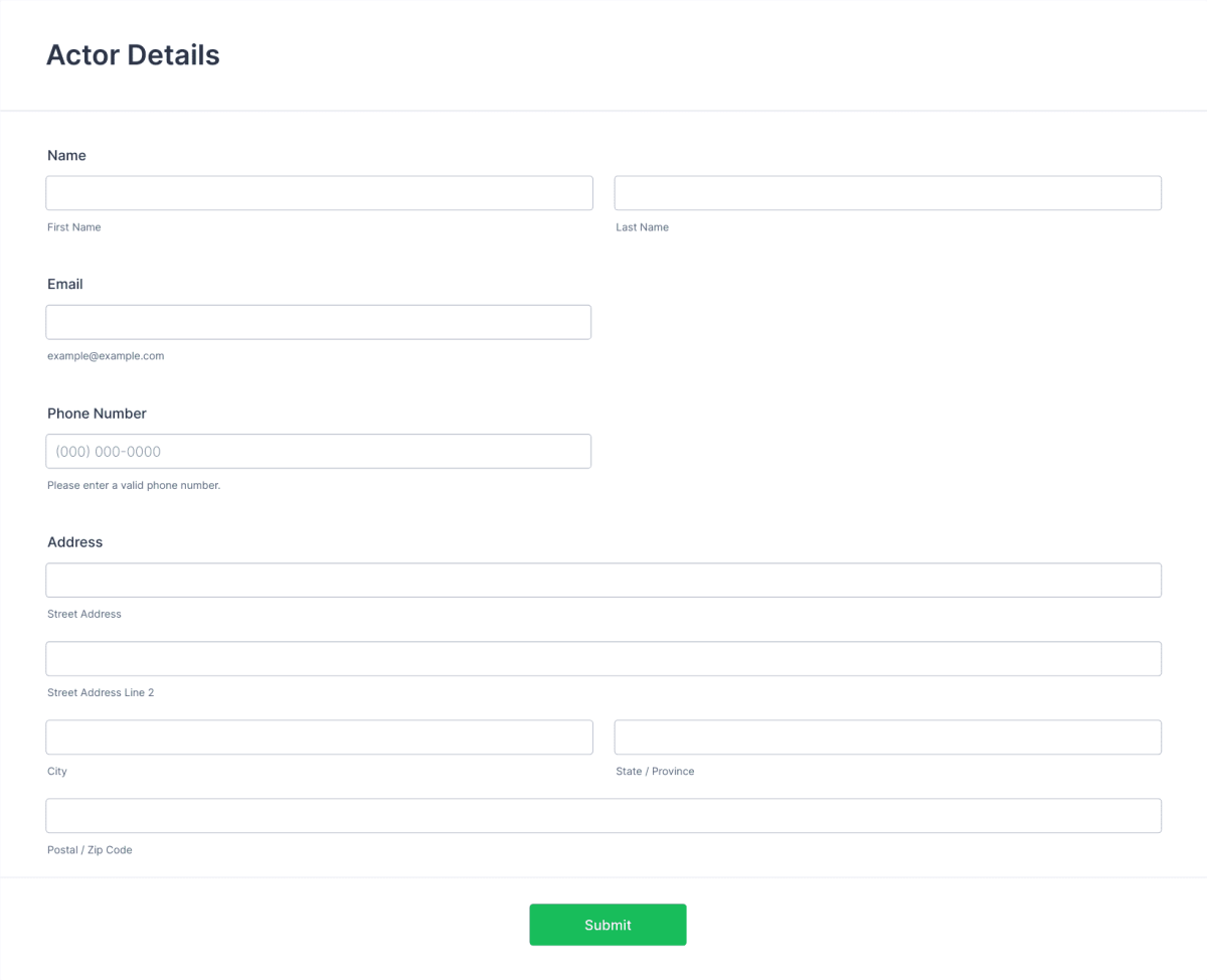 Actor Information Form Template | Jotform