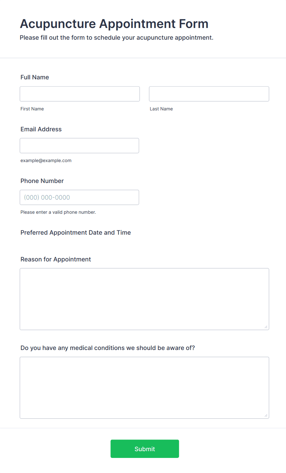 Acupuncture Appointment Form Template | Jotform