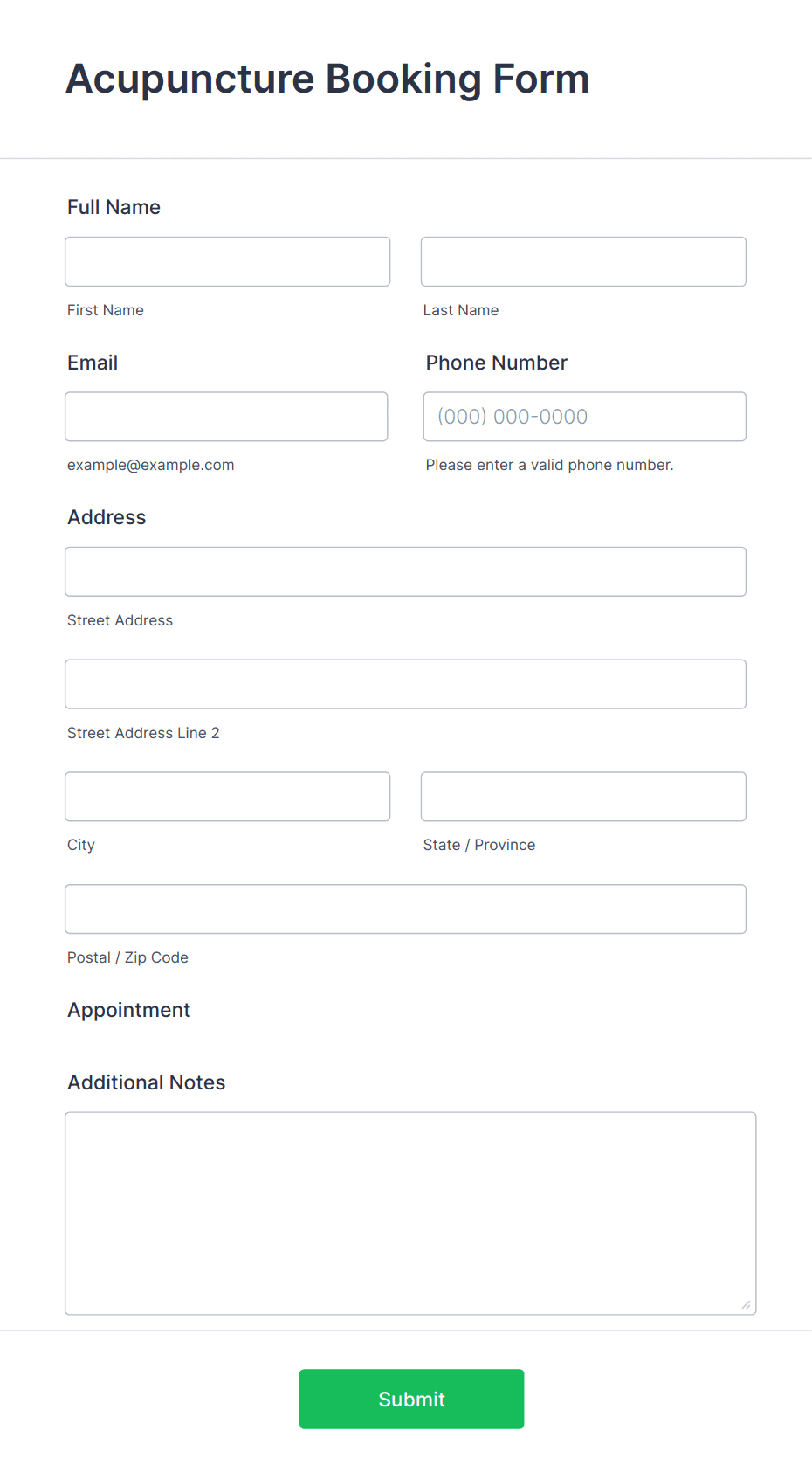 Acupuncture Booking Form Template | Jotform
